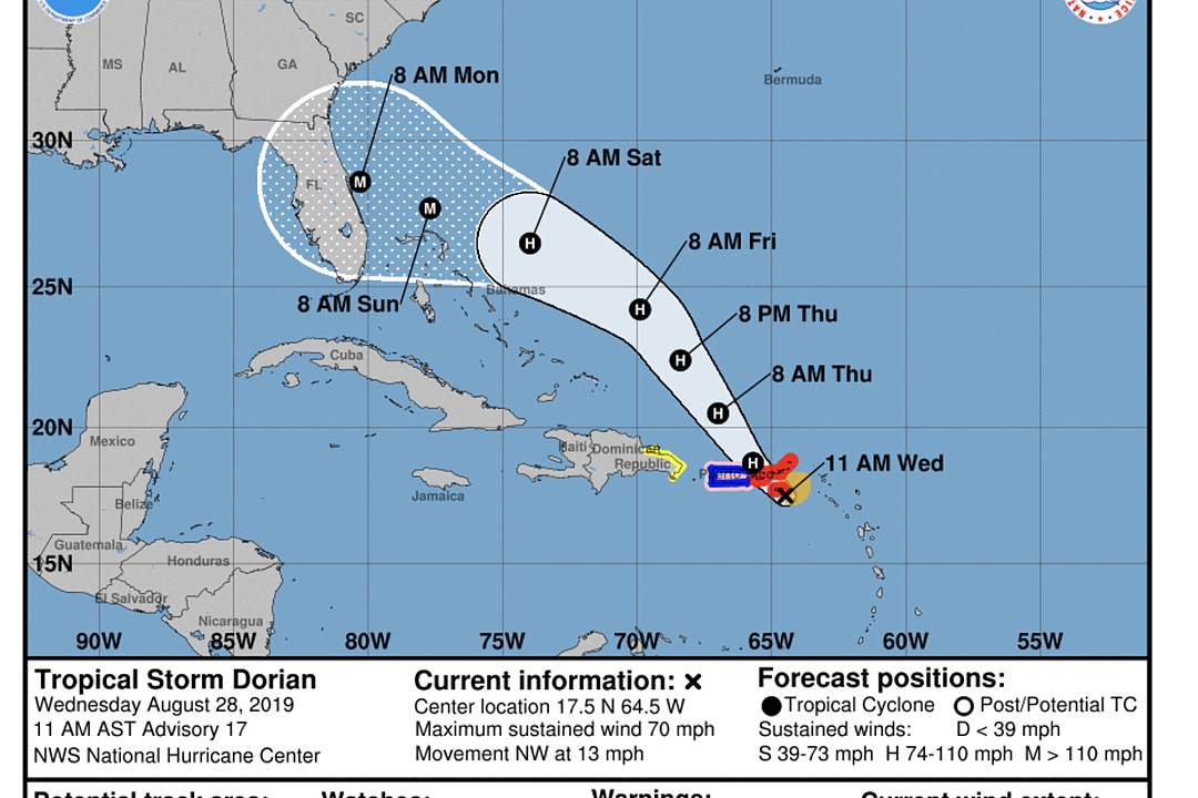 Tropical storm Dorian could make landfall as Category 3 hurricane ...