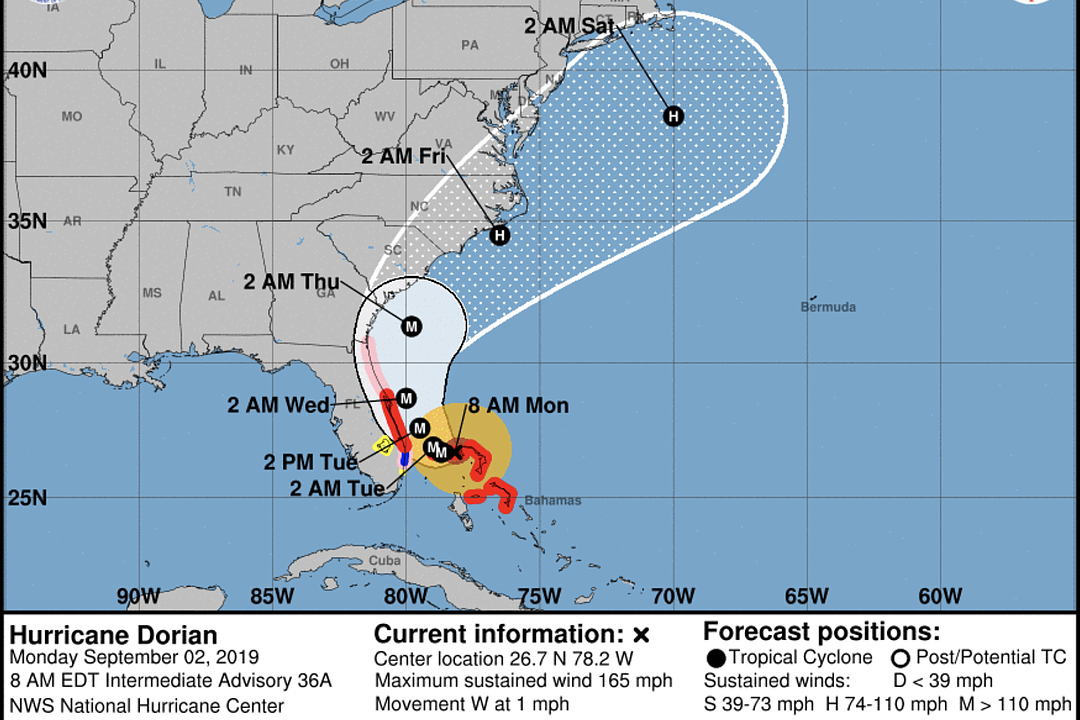 Hurricane Dorian slows to 1 mph, hurricane watch issued for Volusia and ...