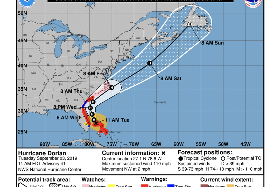 Dorian weakens to Category 2, resumes movement northwest | Observer ...