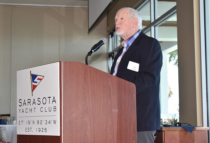 Your Observer | Photo - Bob Gary introduces the February meeting.