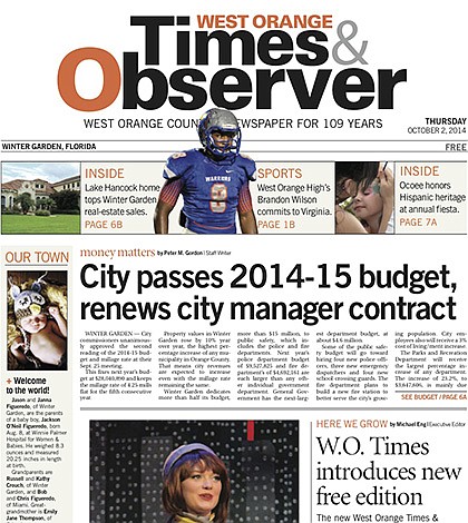 West Orange Times introduces new free edition | West Orange Times ...