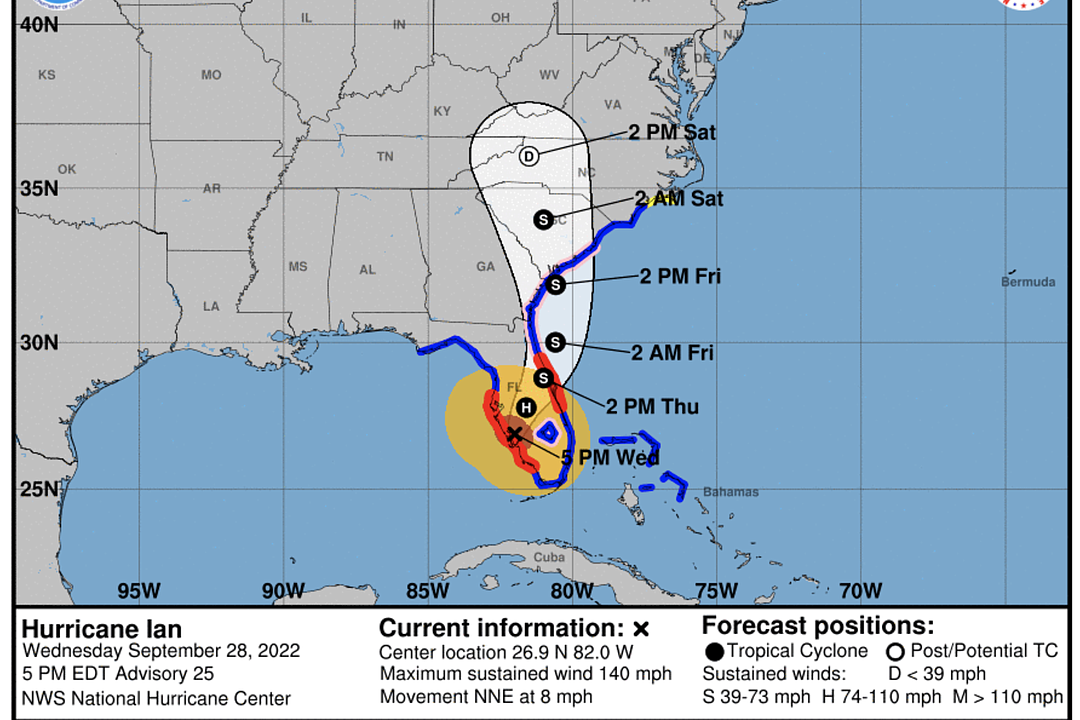 Hurricane Ian's maximum sustained winds decrease to 140 mph | Observer ...