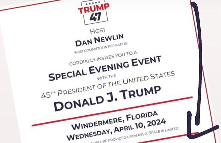 Dan Newlin hosts fundraiser for former President Donald Trump at ...