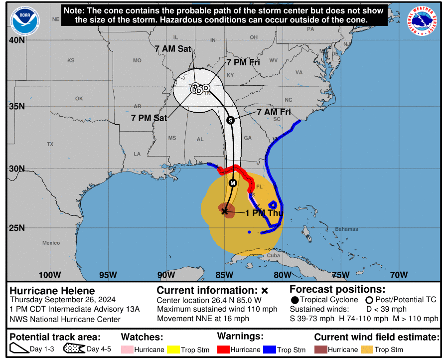 Hurricane Helene: Closings, cancellations, shelter information and more ...